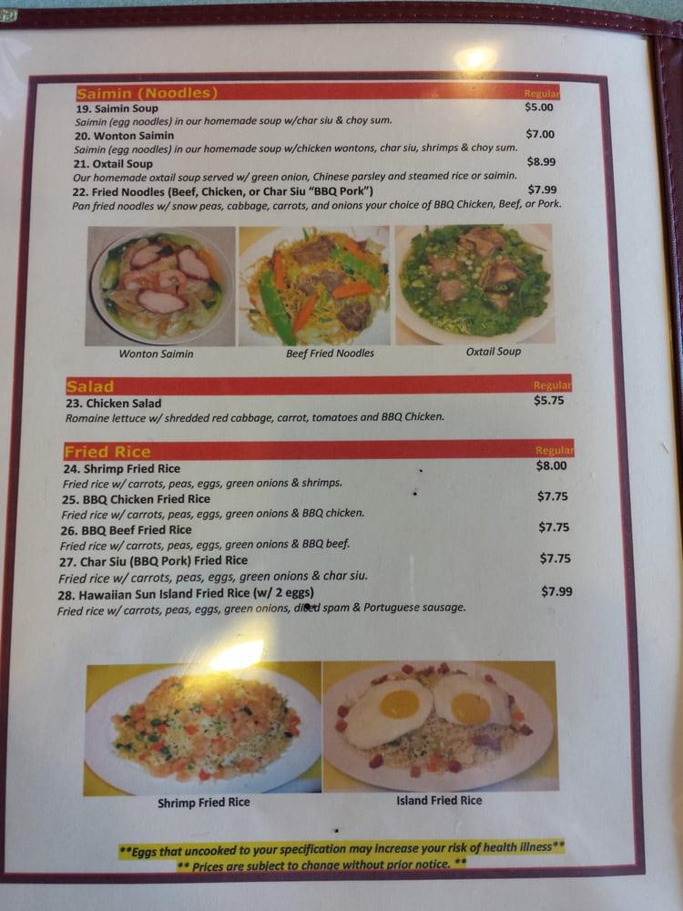 Menu at Hawaiian Sun BBQ, Everett
