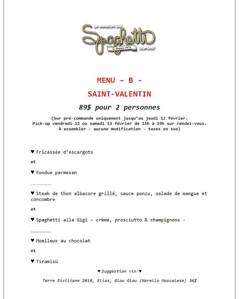 Menu at Maison Du Spaghetti Dupont Joliette restaurant, Joliette