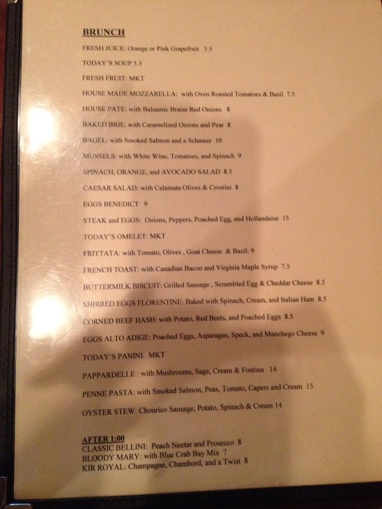 Menu at Press Room restaurant, Shepherdstown