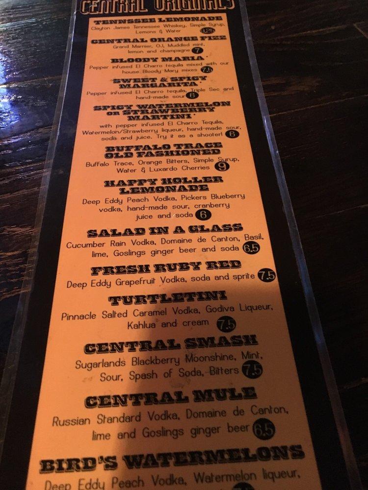 Menu at Central Flats & Taps pub & bar, Knoxville