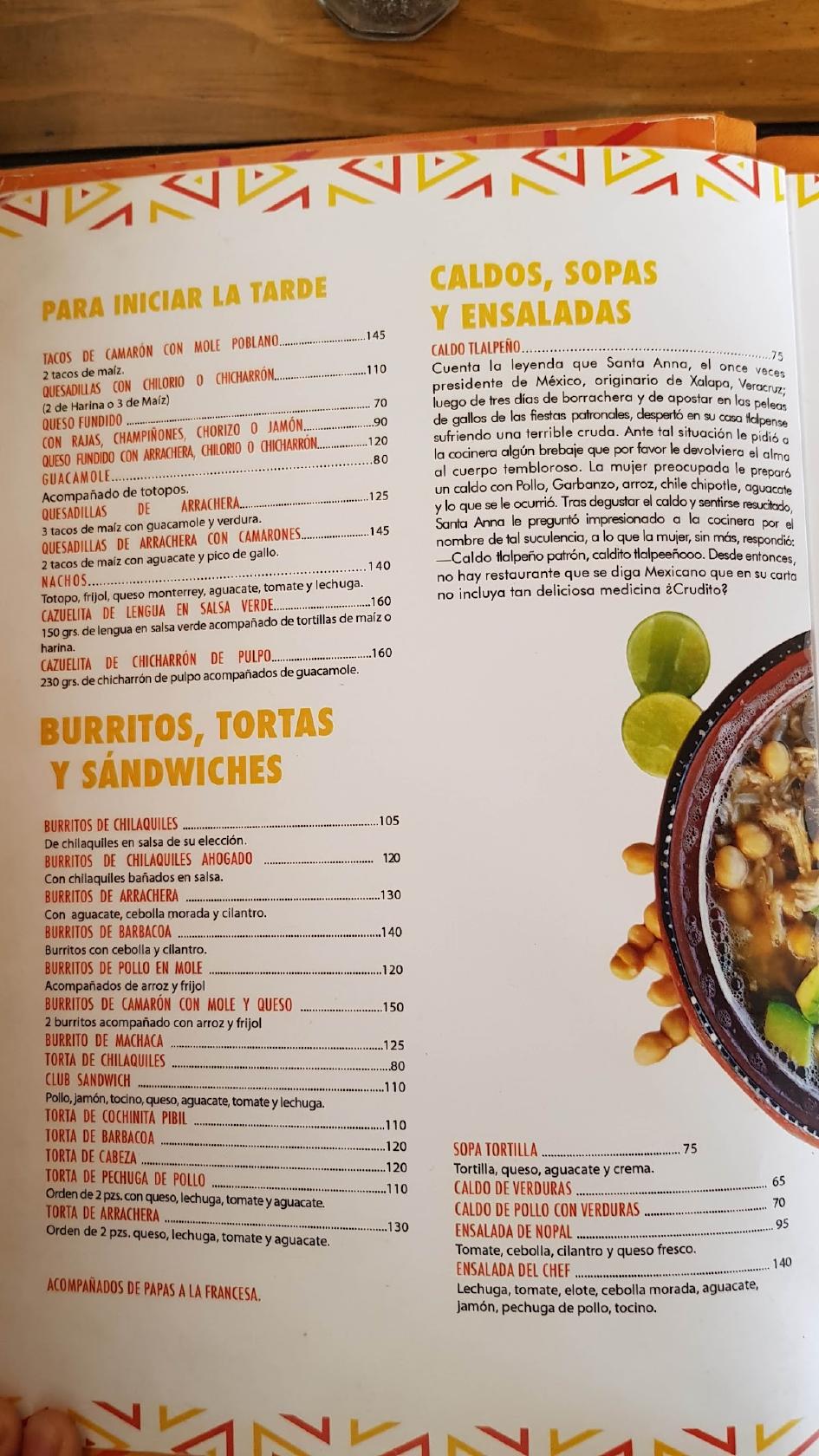 Menu at Los Chilaquiles OTAY restaurant, Tijuana, 10327-17