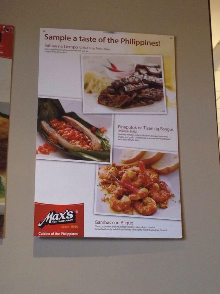 Menu at Max's Restaurant, Cuisine of the Philippines, Vaughan, Vaughan ...