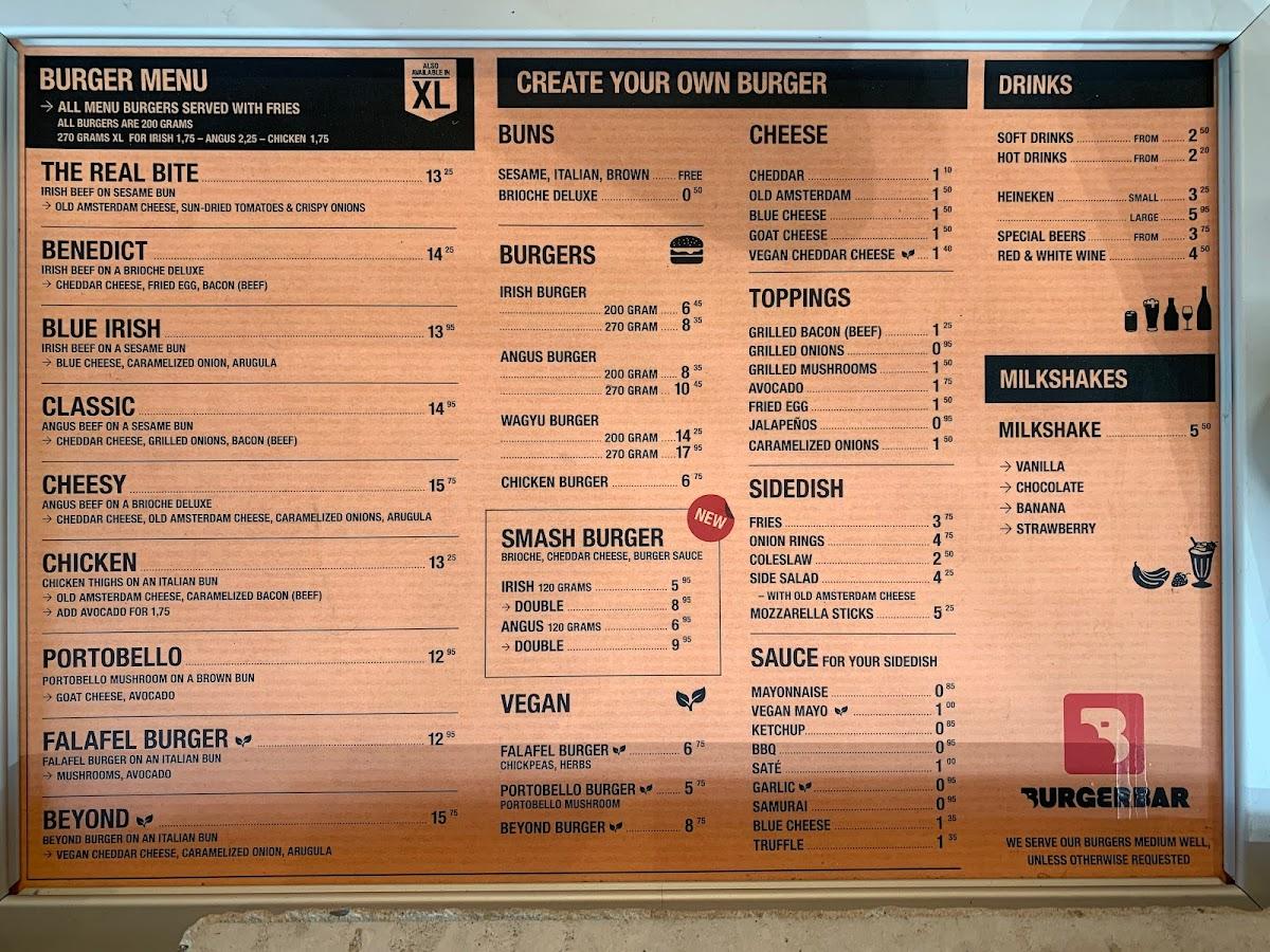Speisekarte von Burger Bar Zuid, Amsterdam