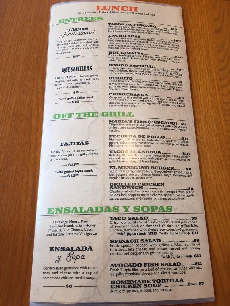 Menu at CASA MARIA MEXICAN GRILL - BLUEBONNET restaurant, Baton Rouge ...