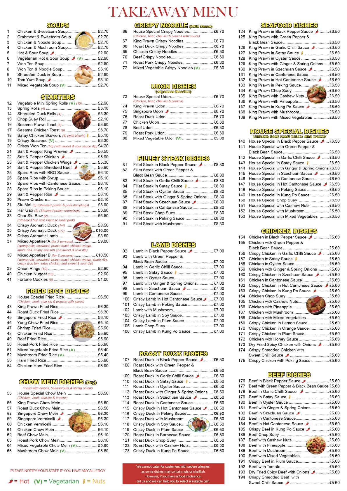Menu at China China fast food, Wrexham