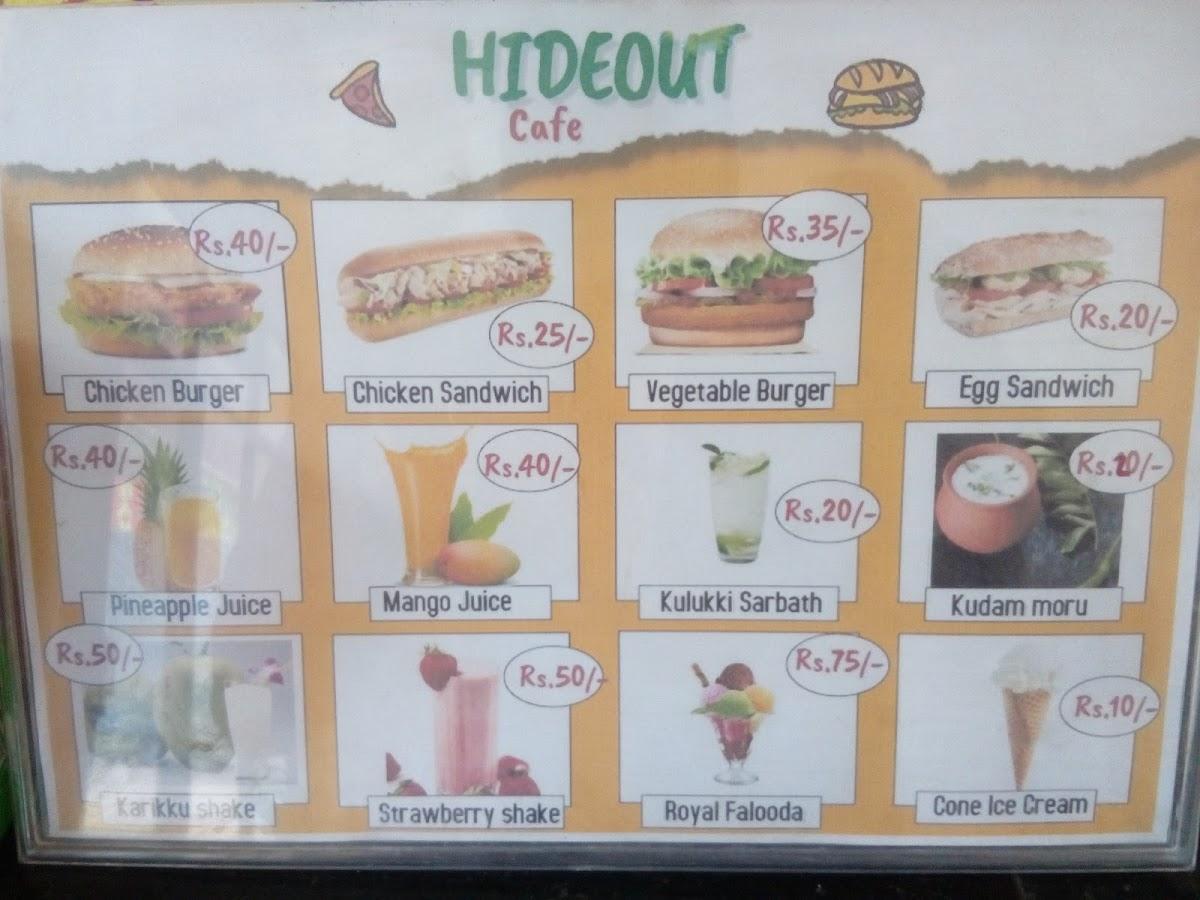 Menu at HIDEOUT CAFE, Karavaram
