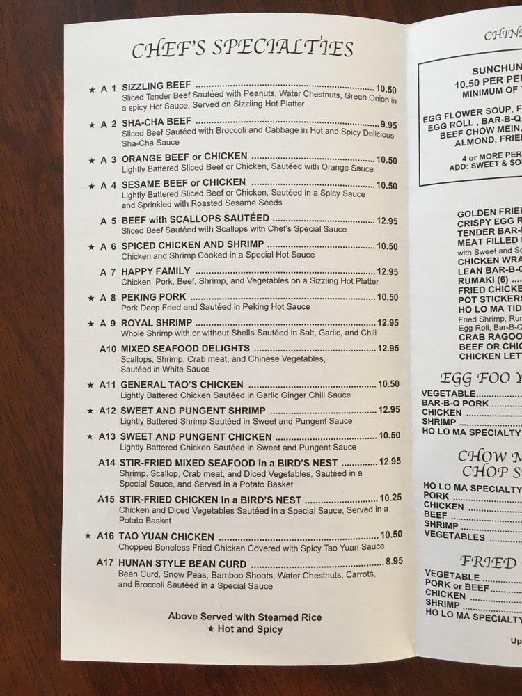 Menu at Ho Lo Ma restaurant, Albuquerque