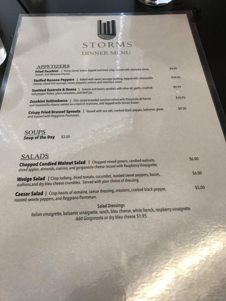 Carta de Storms Restaurant & BYOB, Pittsburgh, Curry Rd