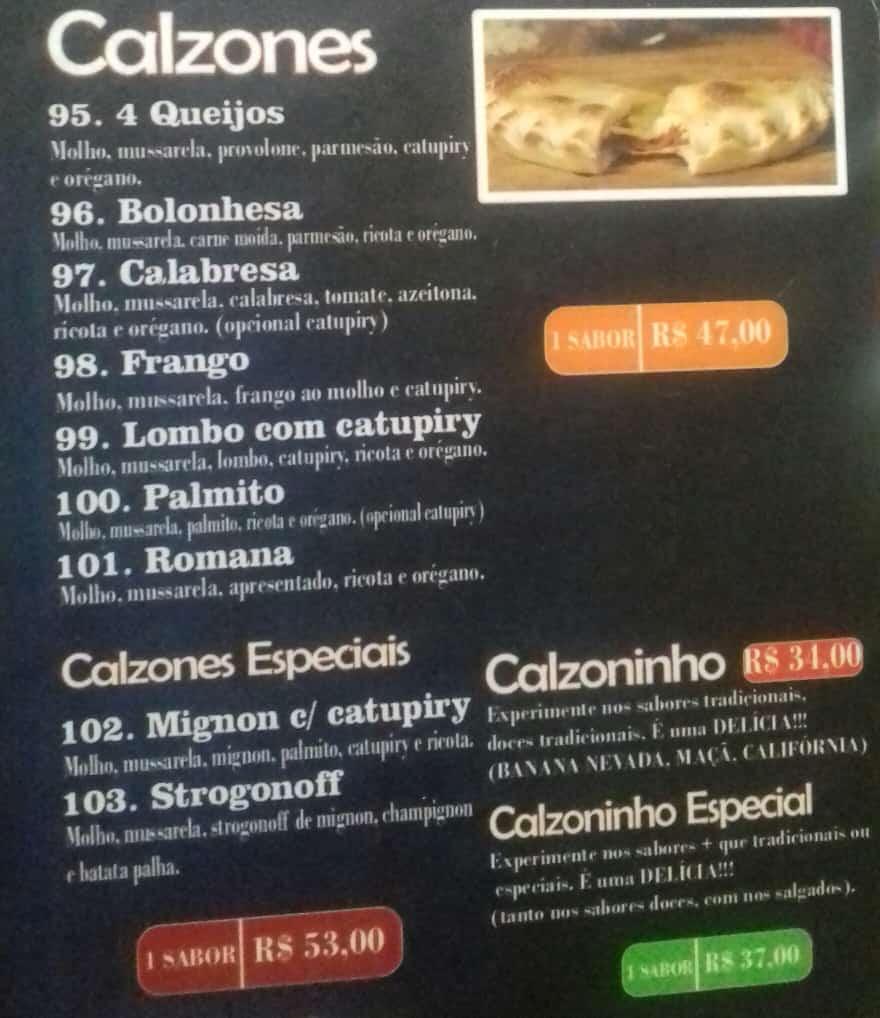 Menu at Top Pizza Acropole restaurant, Curitiba, Rua Rutildo Pulido