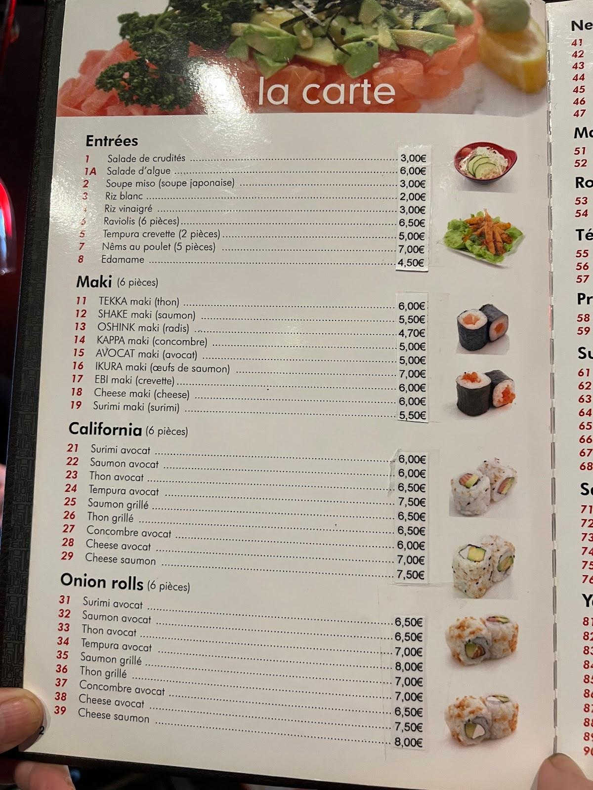 Menu at Yokoso restaurant, Paris, 1 Rue Ramey