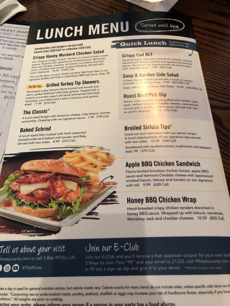 Menu at 99 Restaurants, Stoneham, 10 Main St