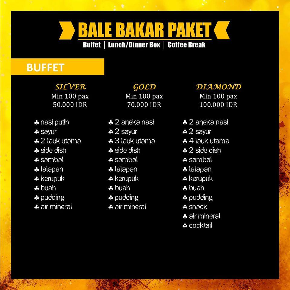 Menu at Bale Bakar restaurant, Jakarta