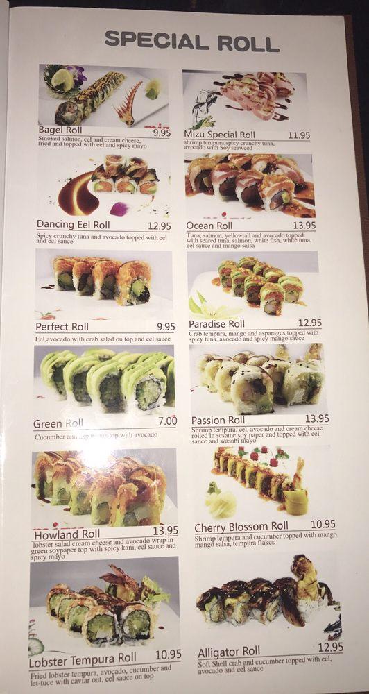 Menu at Mizu Sushi Bar & Grill, Niles