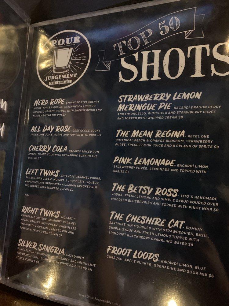 Menu at Pour Judgement pub & bar, Saint Petersburg