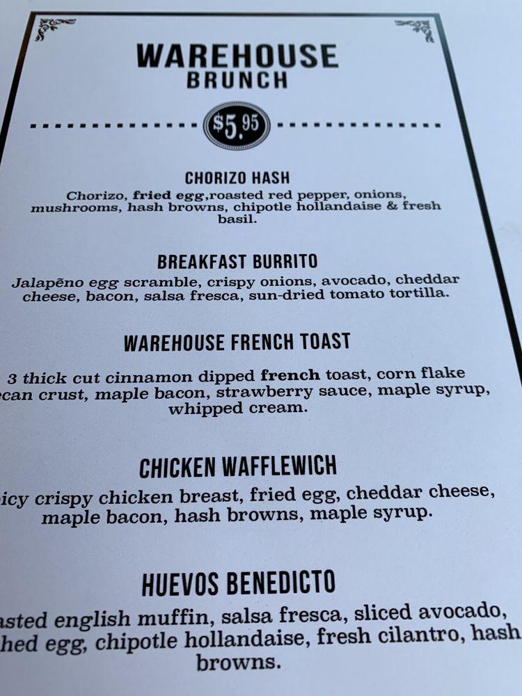 Menu at Thomas Street Warehouse pub & bar, Seattle