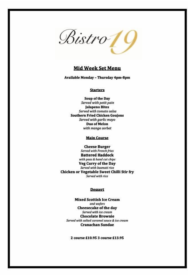 Menu at Harburn Golf Club & Bistro 19, West Calder