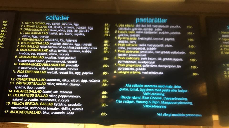 Menu at Felice Restaurang & Bar, Täby