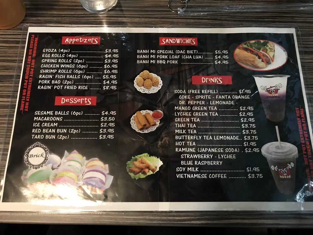 Menu at Ragin Pot restaurant, Port Hueneme