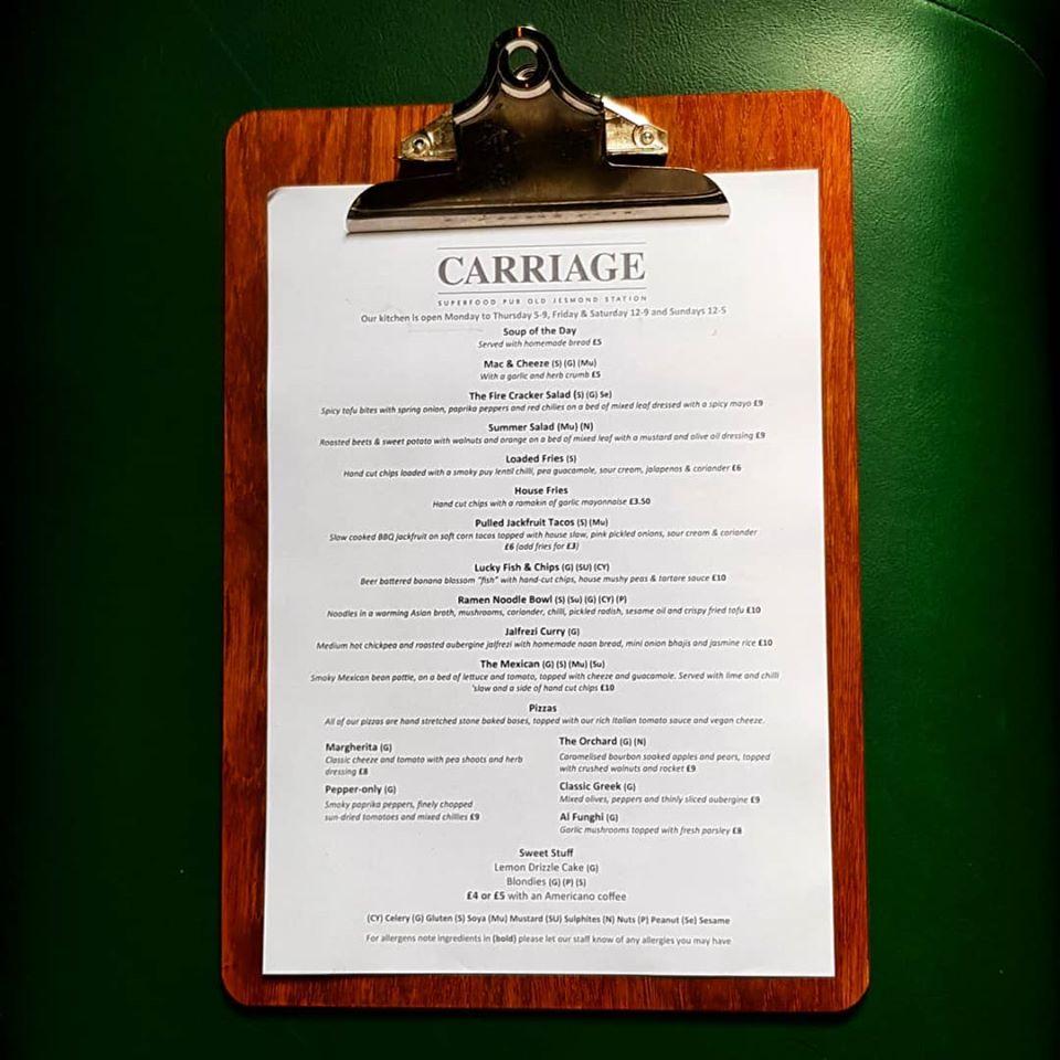 Menu at The Carriage pub & bar, Newcastle upon Tyne
