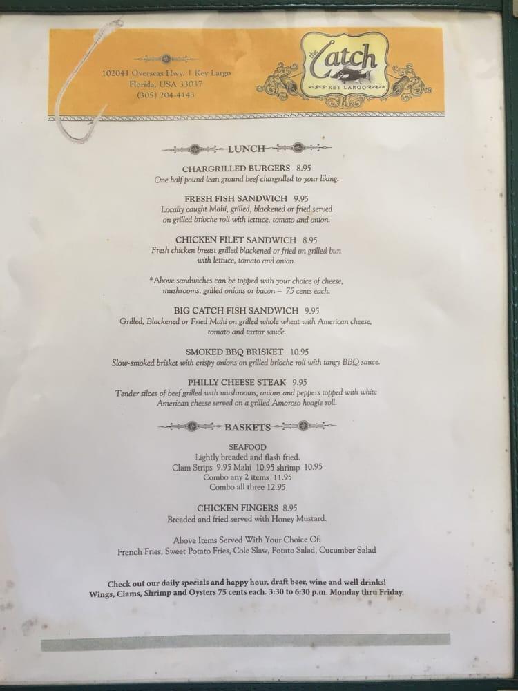 Menu at The Catch Restaurant & Bar, Key Largo
