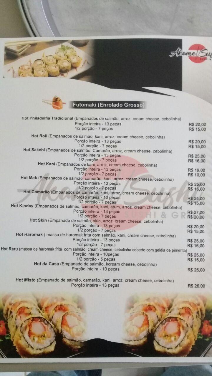 Menu em Akame Sushi (Sushi e Grill) restaurante, Marituba