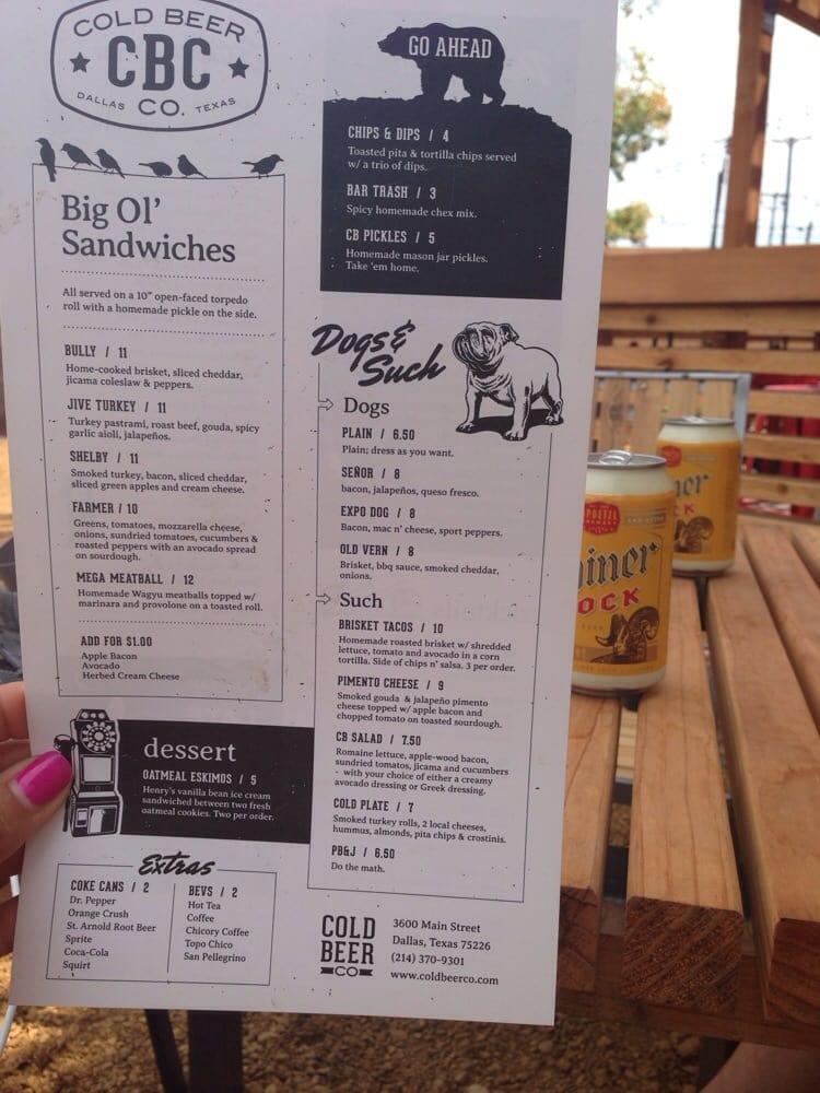 Menu at Cold Beer Company pub & bar, Dallas