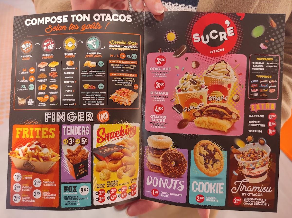 Menu au O'Tacos Biganos restaurant, Biganos