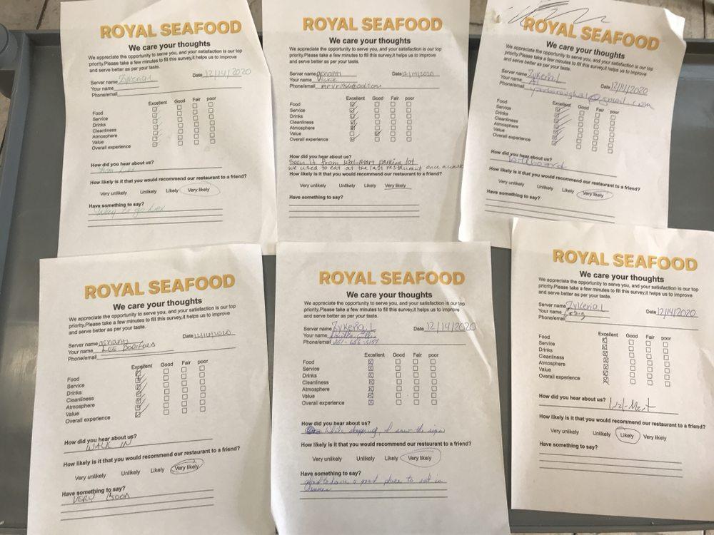 Menu at Royal Seafood restaurant, Semmes