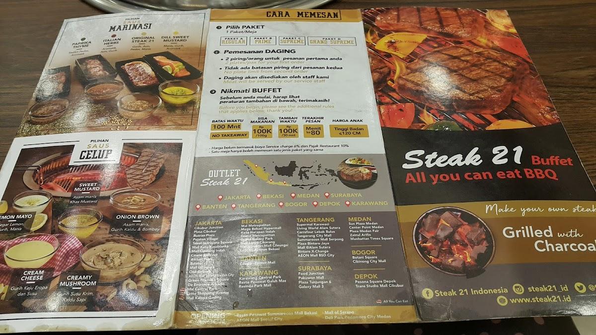 Menu at Steak 21 Buffet (All You Can Eat) steakhouse, South Jakarta