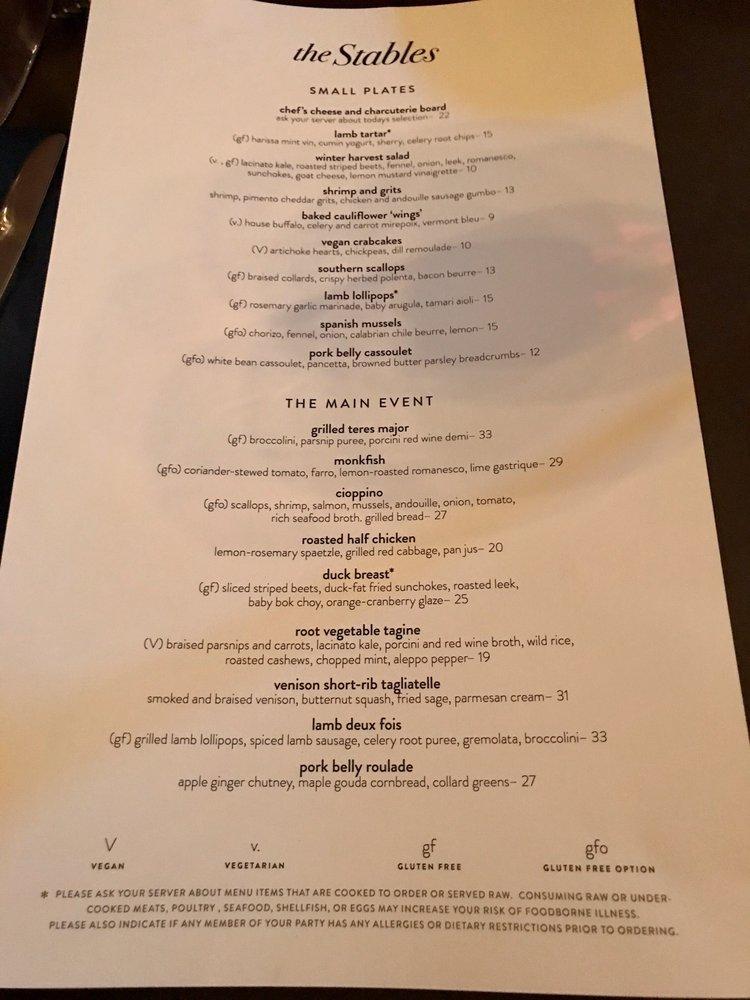 Menu at The Stables at Belmont pub & bar, Richmond