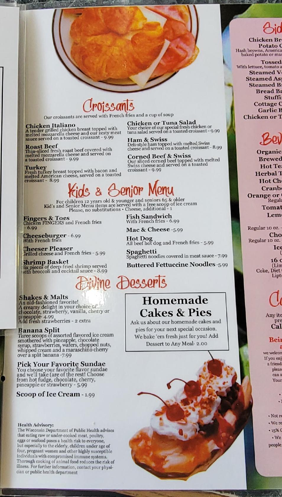 Menu at 84th Classic Cafe, West Allis
