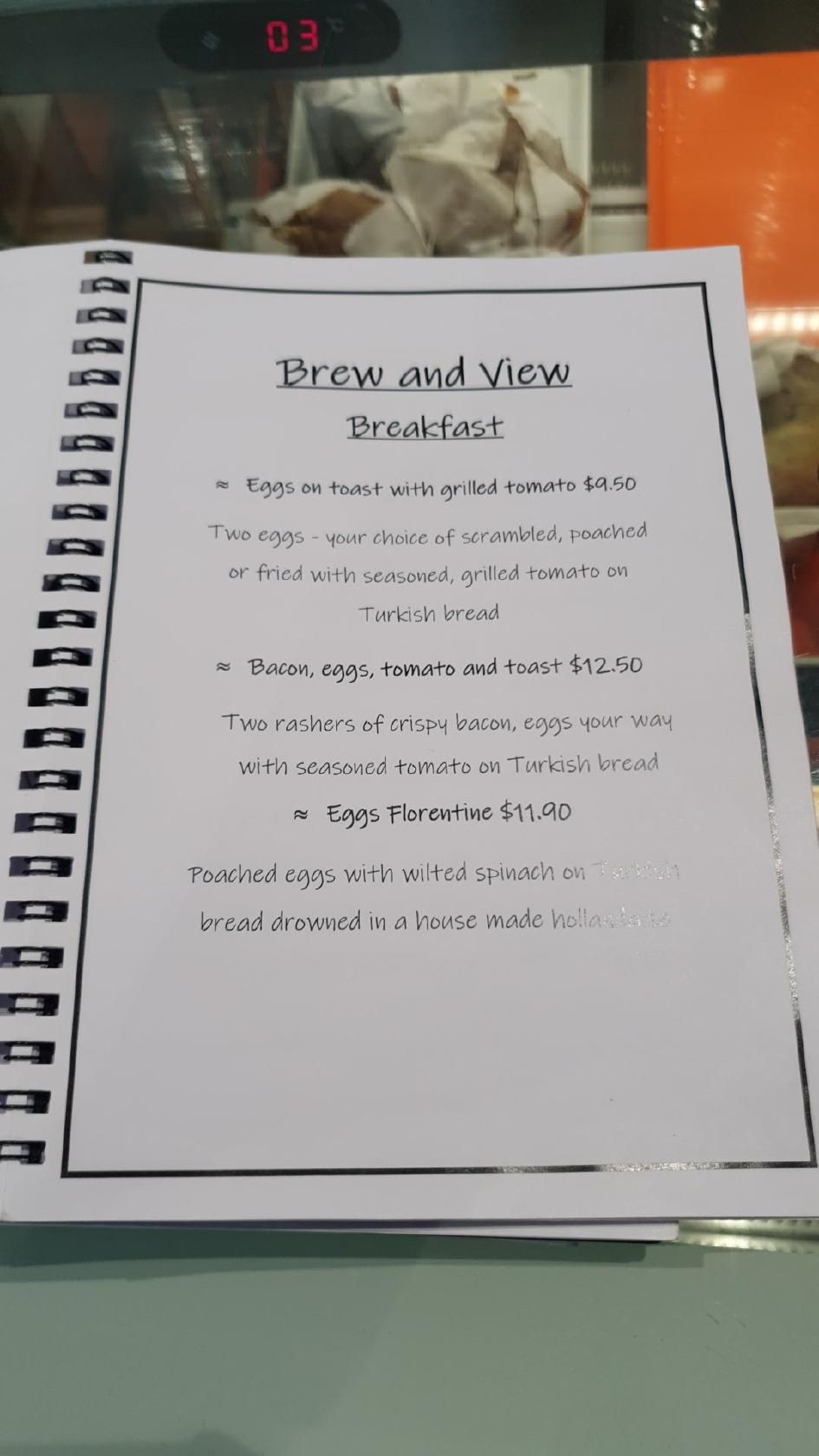 Menu at Brew & View cafe, Point Vernon