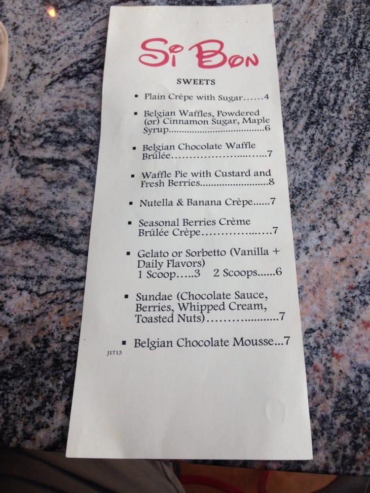 Carta del pub y bar Si Bon, Rancho Mirage