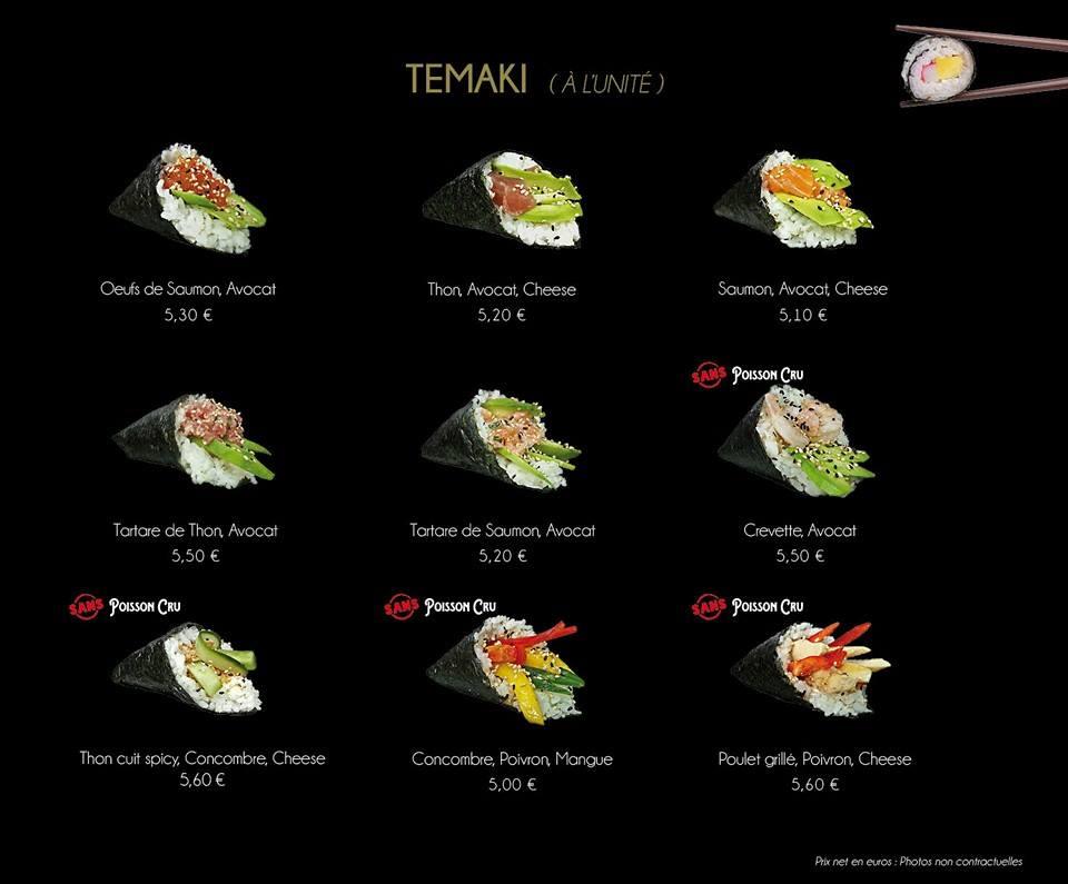 Menu at Sushi Crew restaurant, Montauroux