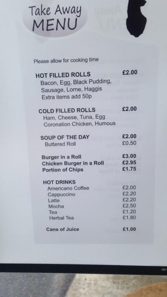 Menu at Antlers Cafe, Newtonmore