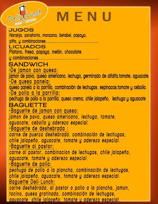Menu at Deli-Lunch restaurant, Ensenada