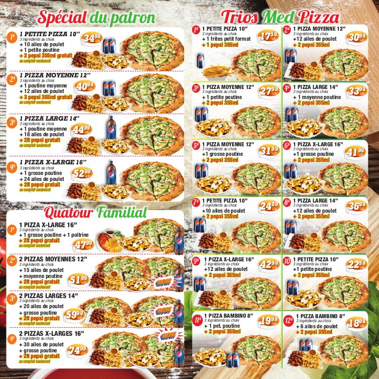 Menu at Med Pizza pizzeria, Victoriaville, 191 Blvd. des Bois-Francs Sud