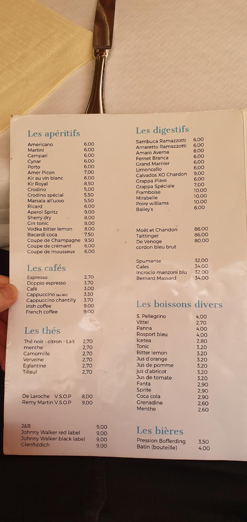 Menu at Restaurant-Pizzeria Bacchus SA, Luxembourg City