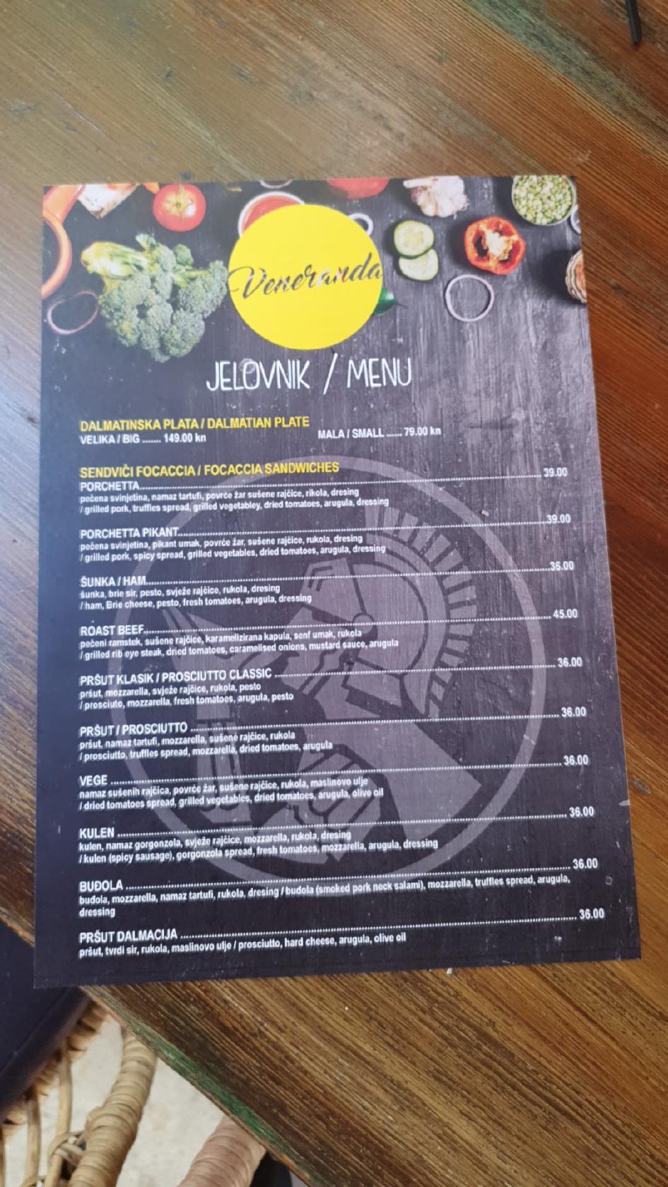 Menu at Restaurant Veneranda Split, Split