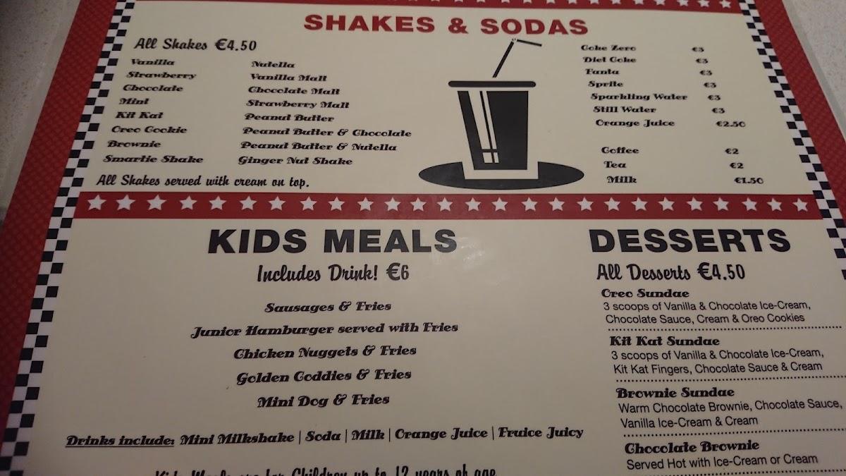 Menu at Shake Dog fast food, Drogheda, Drogheda Town Centre