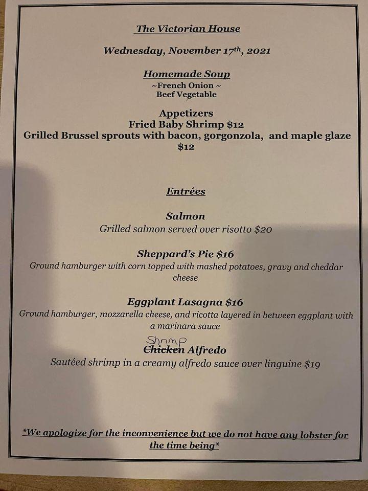 Menu at Victorian House Restaurant & Tavern, Cheshire