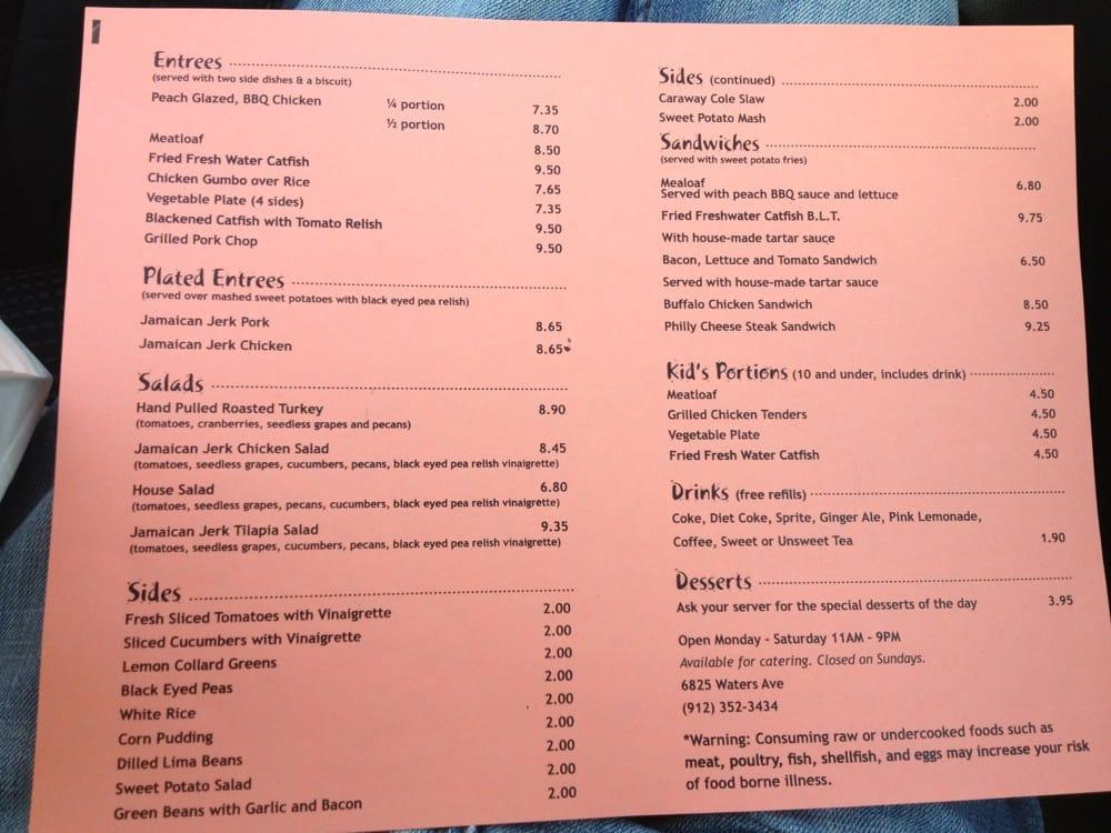Menu at Sweet Potatoes Kitchen restaurant, Savannah