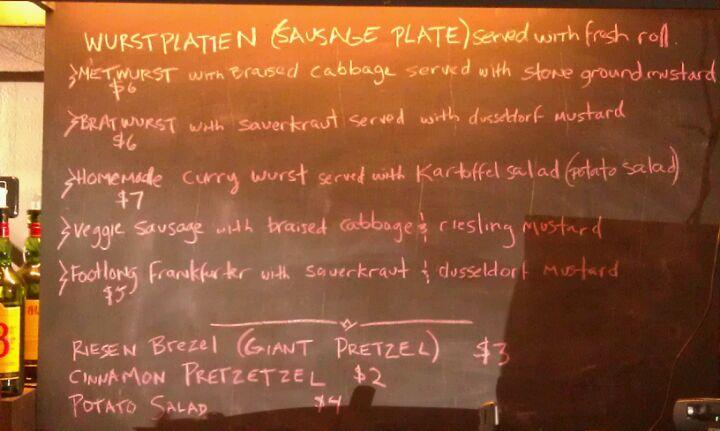 Menu at Wunderbar!, Covington