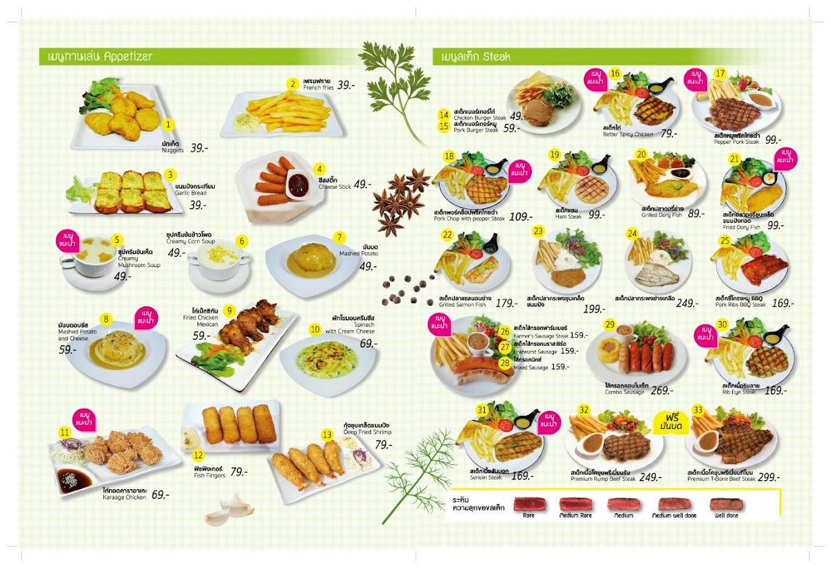 Menu at Better Steak nonsi 5 restaurant, Bangkok