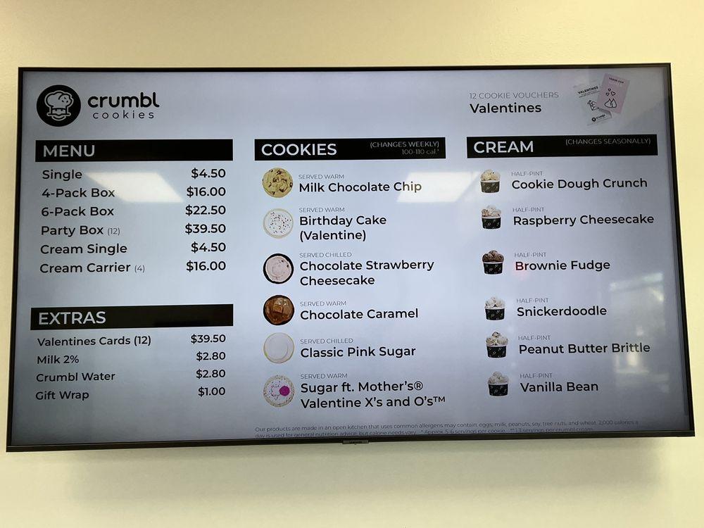 Carta del postres Crumbl - Stockton, Stockton