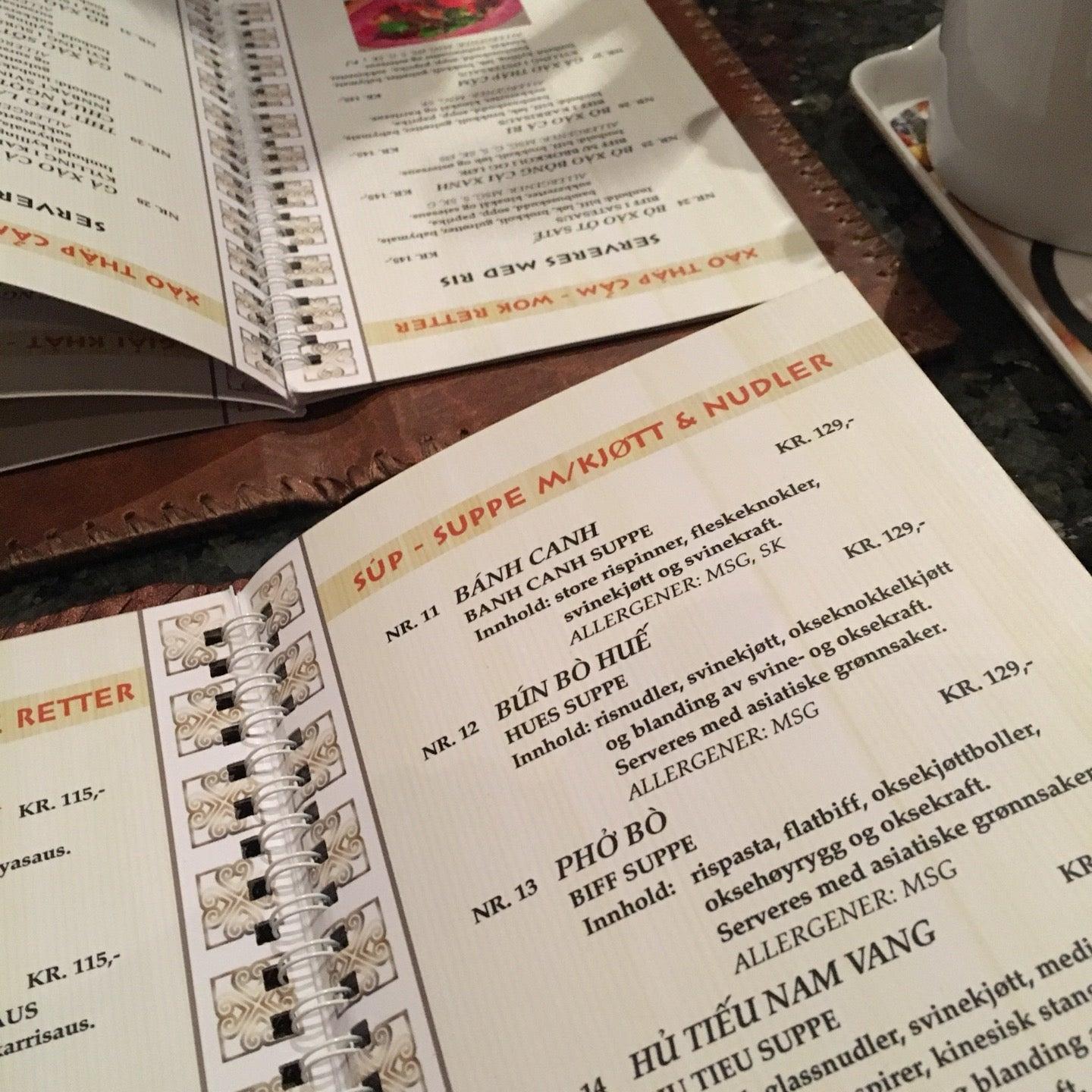 Menu at Dalat Cafe, Oslo
