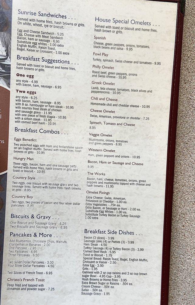 Menu at Christo's Café cafe, Orlando, Edgewater Dr