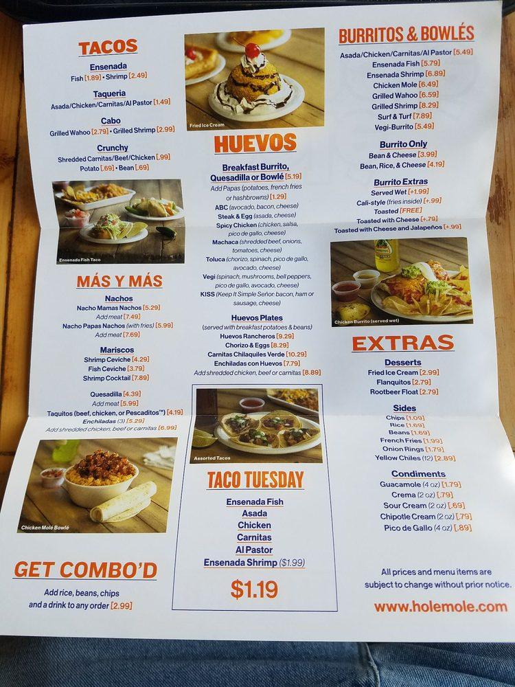 Menu at Holé Molé restaurant, Costa Mesa, Adams Ave unit b