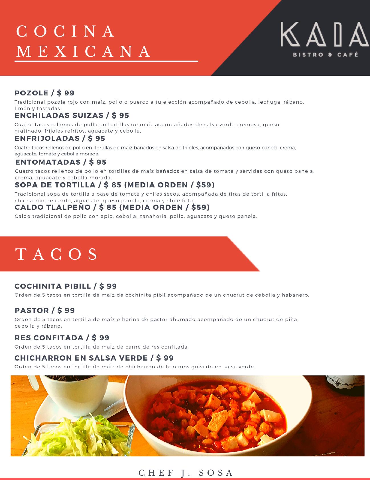 Menu at KAIA BISTRO & CAFE, Monterrey
