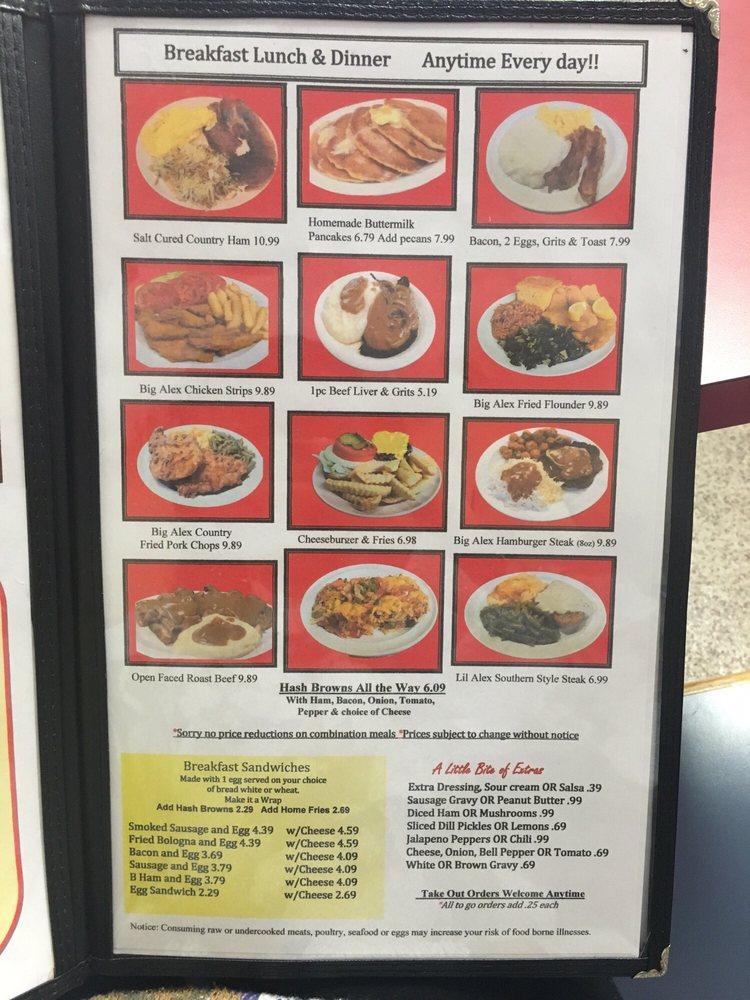 Menu at Alex's Restaurant, Goose Creek, 132 St James Ave
